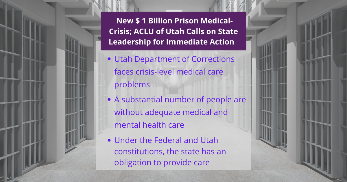 The ACLU of Utah, ACLU National Prison Project Urge Governor Cox and ...